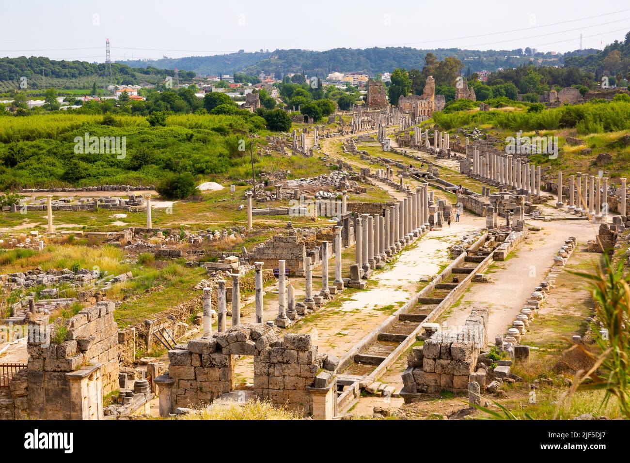 Rows of columns in Perge, Antalya, Turkey Stock Photo - Alamy