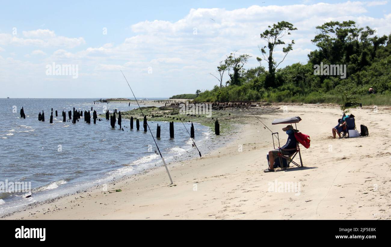 Scene at the beach, on Brooklyn side of Rockaway Inlet, by Floyd ...