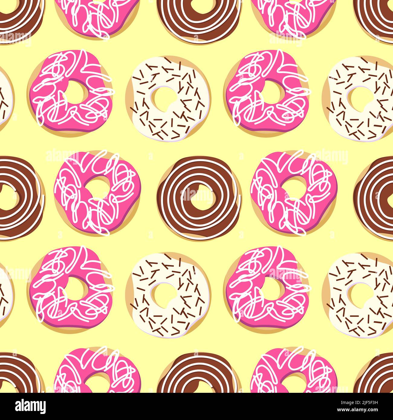 Pattern with delicious donuts. Vector illustration on a beige ...