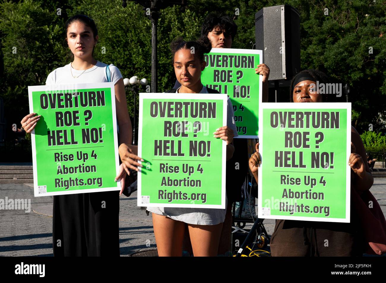 June 29, 2022, New York City, New York, United States: People holding ...