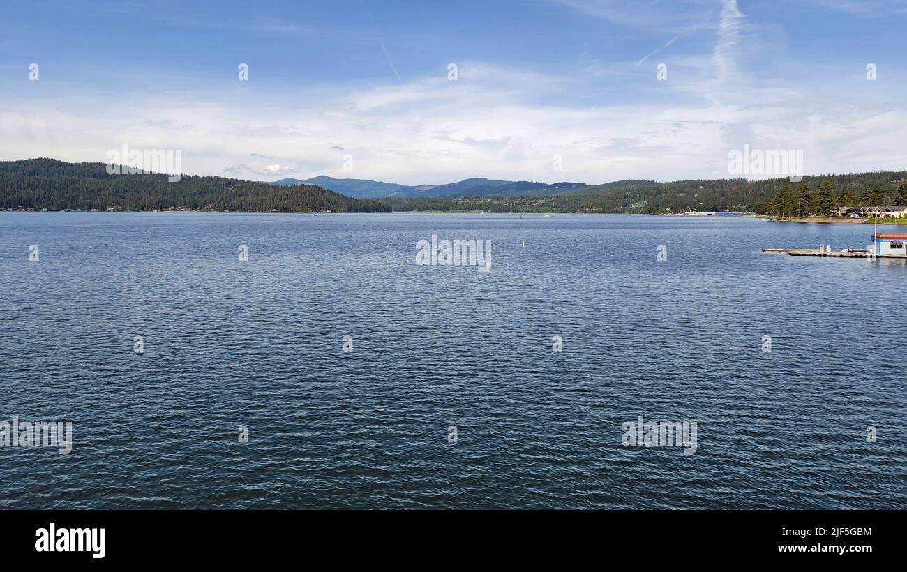 Lake Coeur d'Alene in Coeur d'Alene, Idaho on suuny summer morning ...