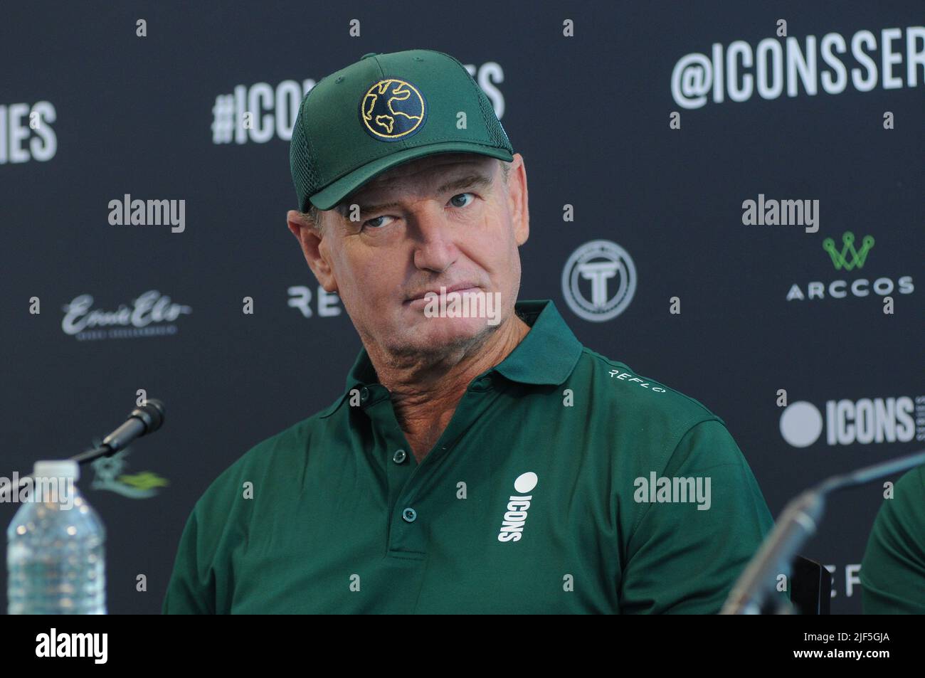 Jersey, United States. 29th June, 2022. Ernie Els attends the Icons ...