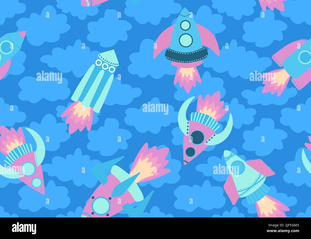 Cartoon seamless spaceship pattern for fabrics and kids and school ...