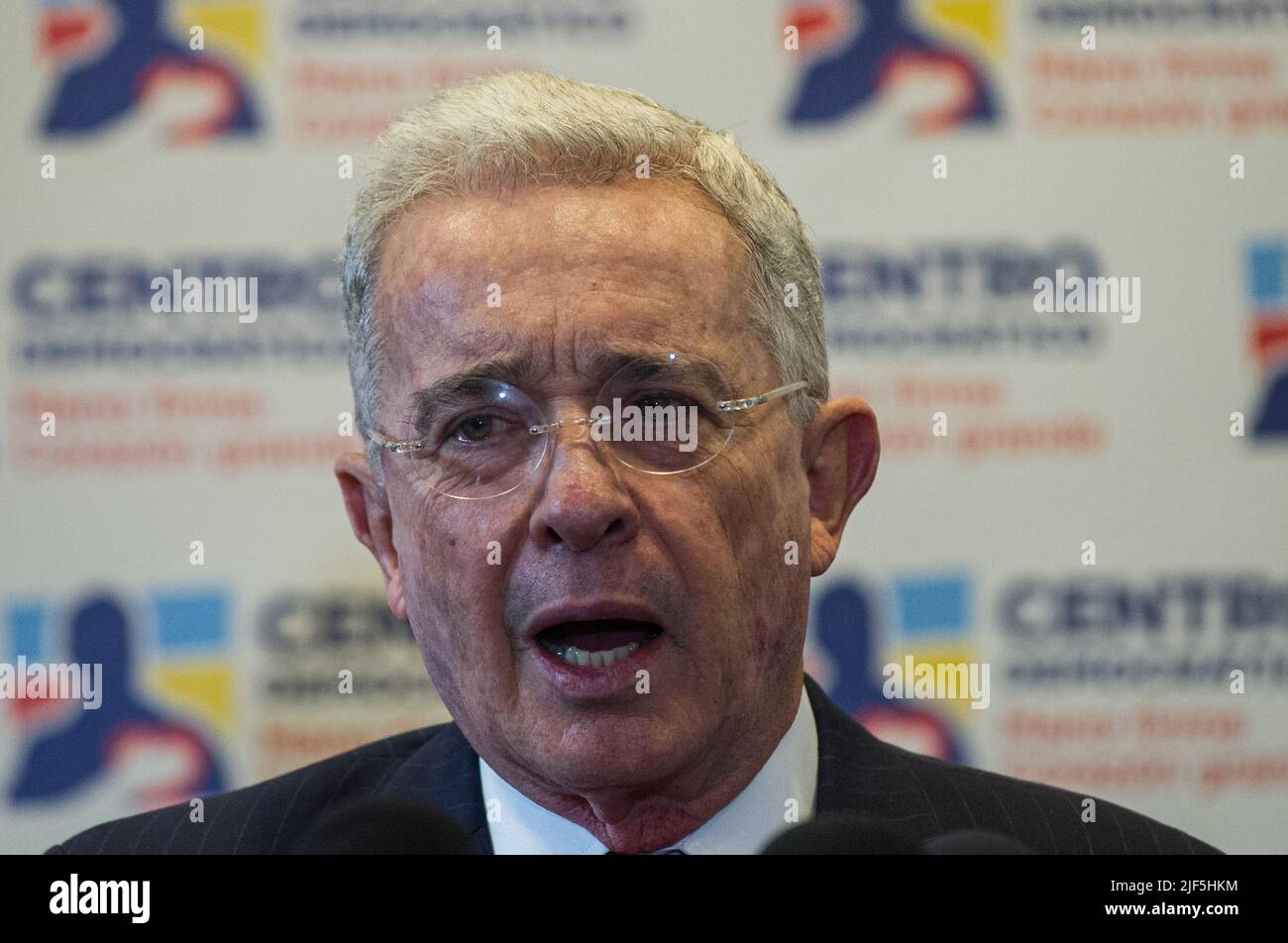 Colombia's former president Alvaro Uribe Velez (2002-2010) speaks ...
