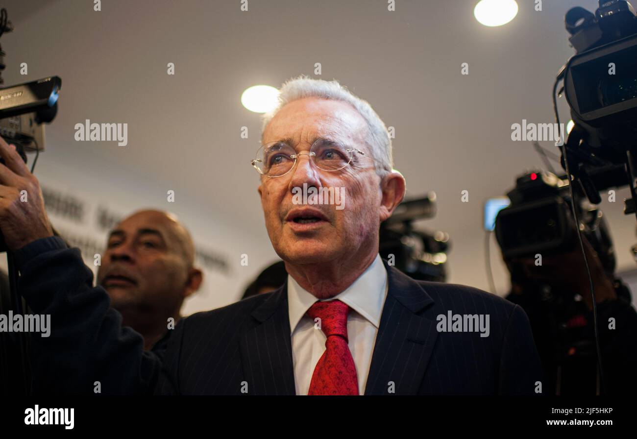 Colombia's former president Alvaro Uribe Velez (2002-2010) speaks ...
