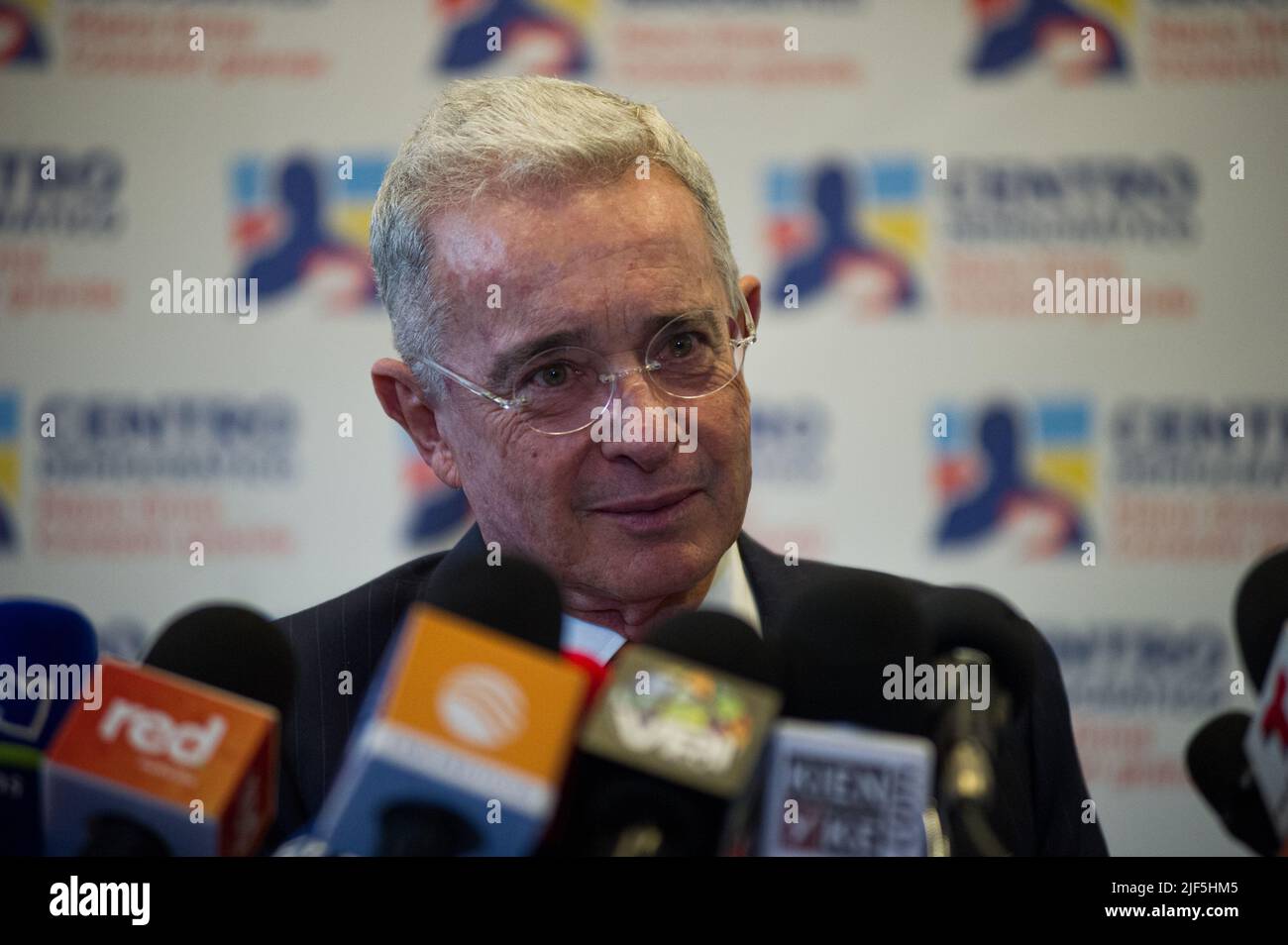 Colombia's former president Alvaro Uribe Velez (2002-2010) speaks ...