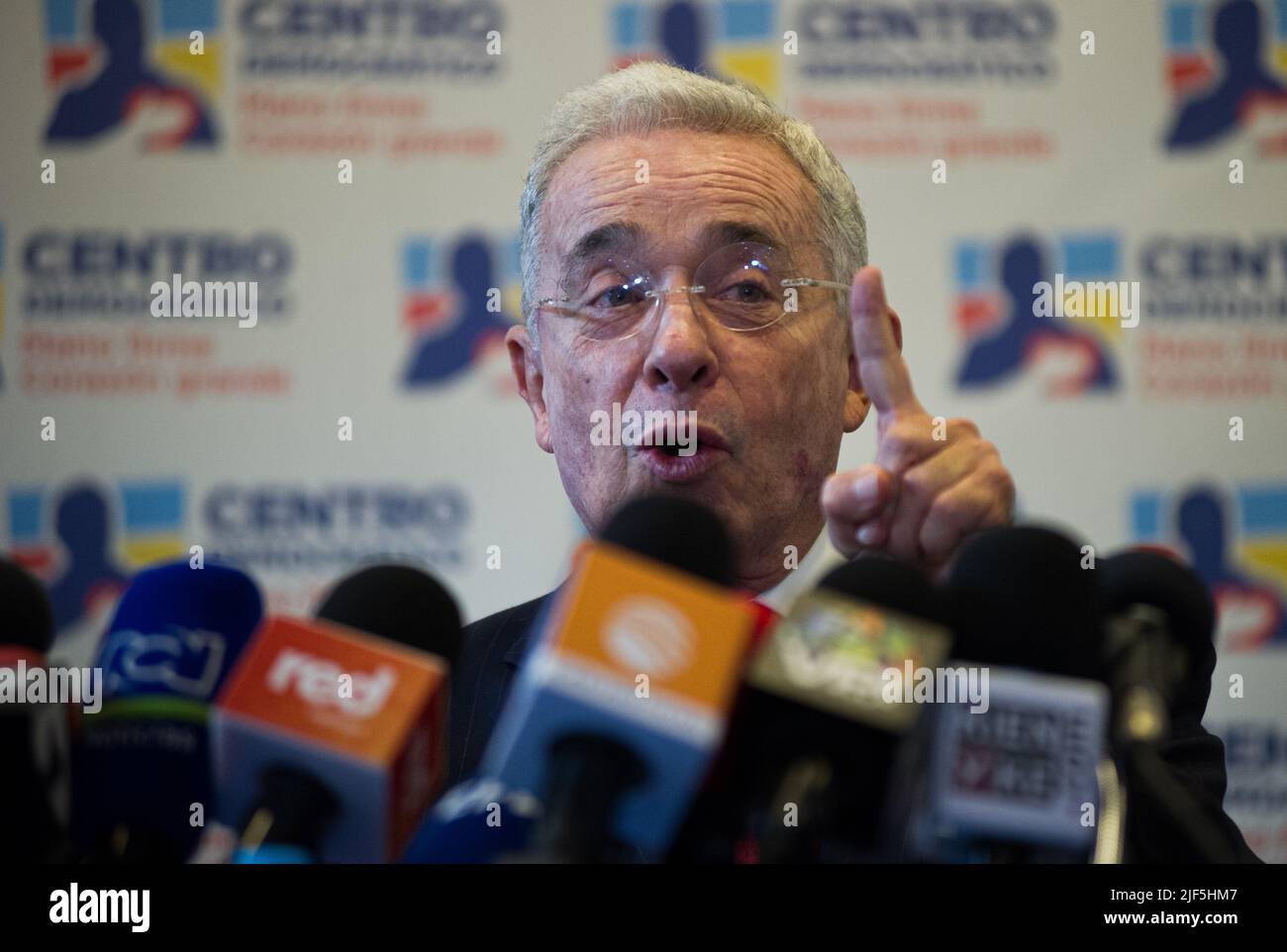Colombia's former president Alvaro Uribe Velez (2002-2010) speaks ...