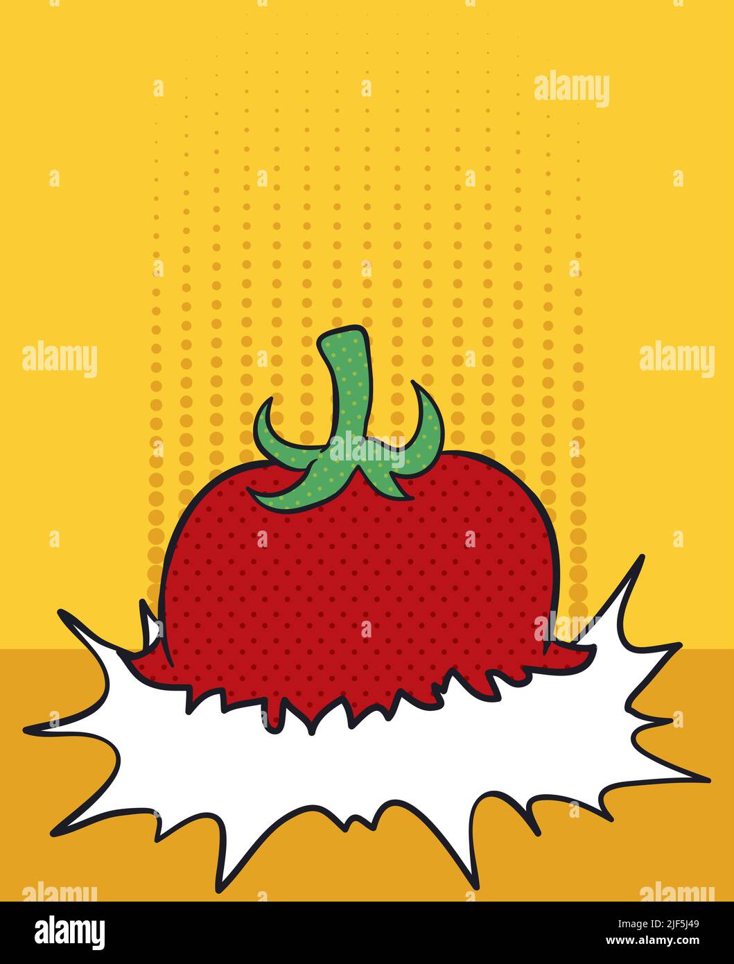 Colorful design of tomato falling on the floor in pop art style and semitone dots Stock Vector ...