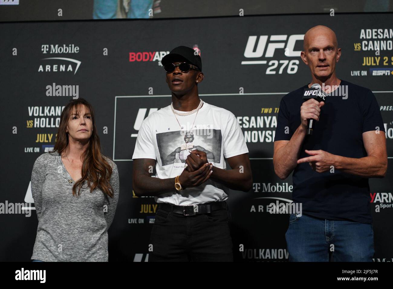 LAS VEGAS, NV - June 29: Israel Adesanya receives his USADA celebratory ...