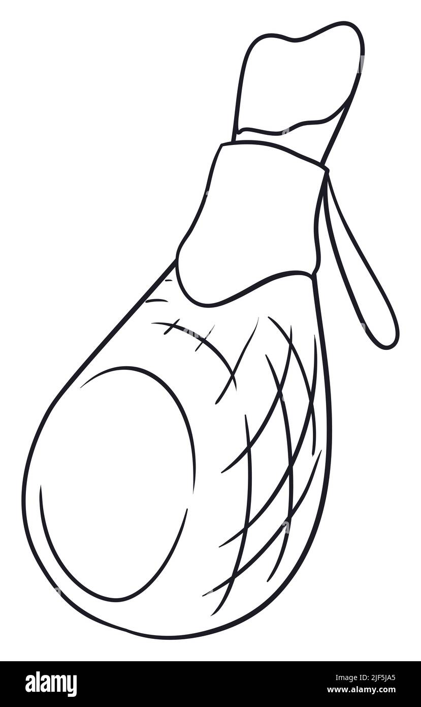 Delicious Iberian ham leg with cord and label in outlines for coloring ...