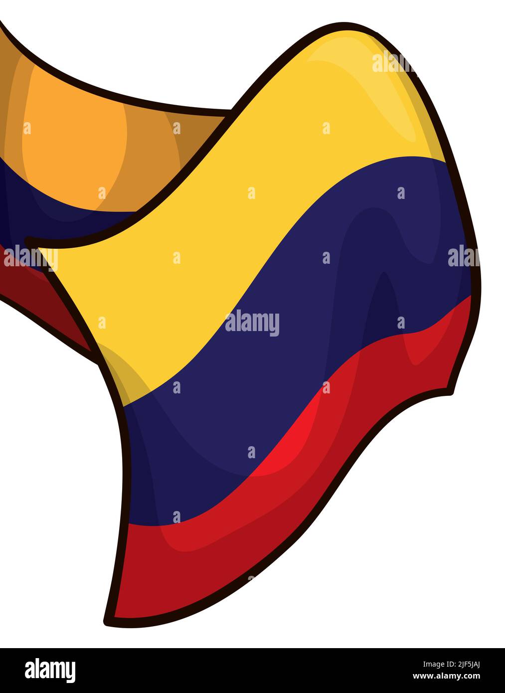 Isolated Colombian tricolor flag in cartoon style and outlines, over ...