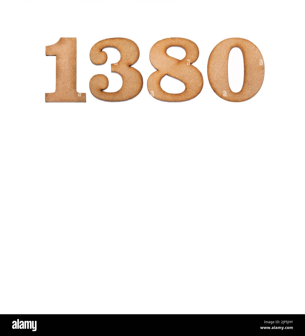 Number 1380 - Piece of wood isolated on white background Stock Photo ...