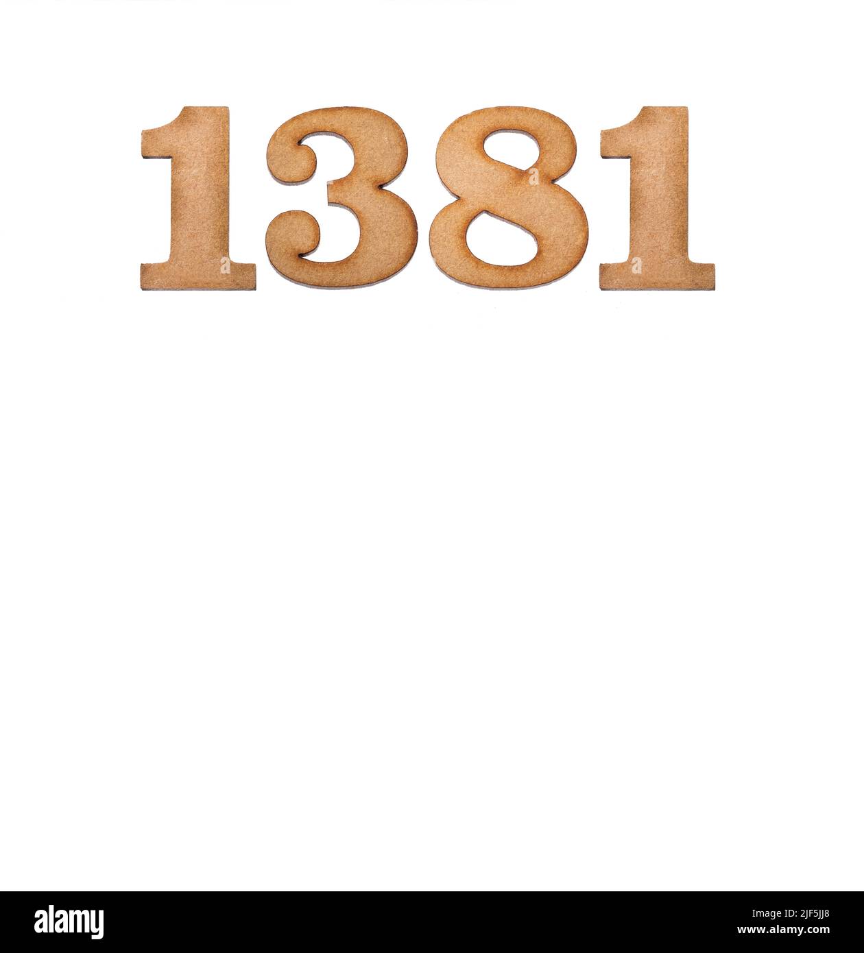 Number 1381 in wood, isolated on white background Stock Photo - Alamy