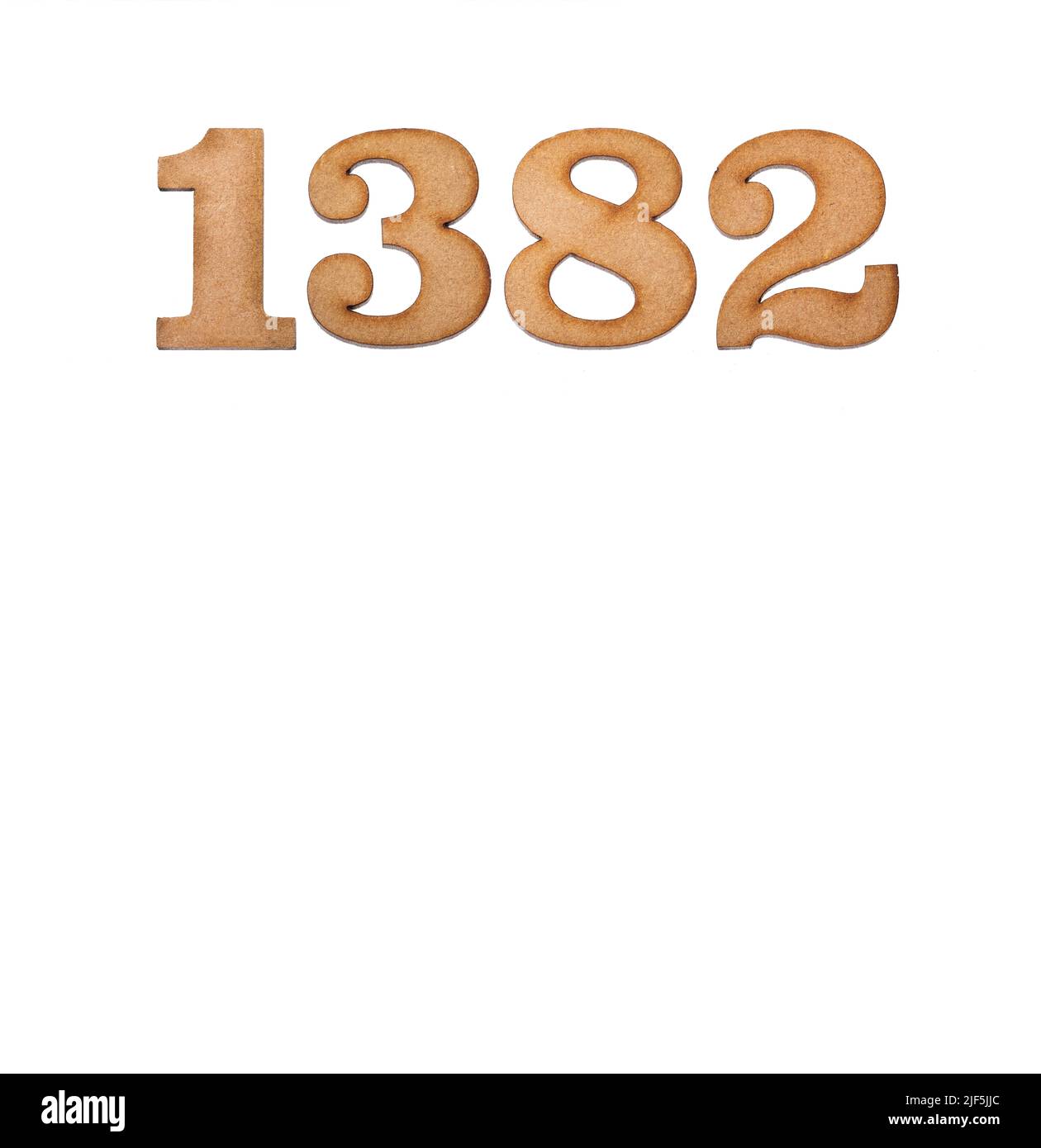 Number 1382 - Piece of wood isolated on white background Stock Photo ...