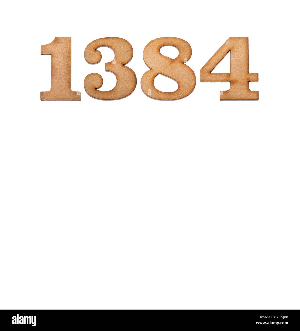 Number 1384 - Piece of wood isolated on white background Stock Photo ...