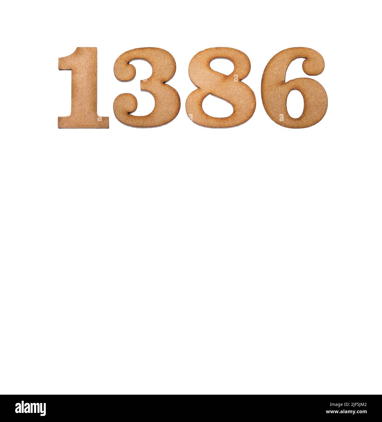 Number 1386 - Piece of wood isolated on white background Stock Photo ...