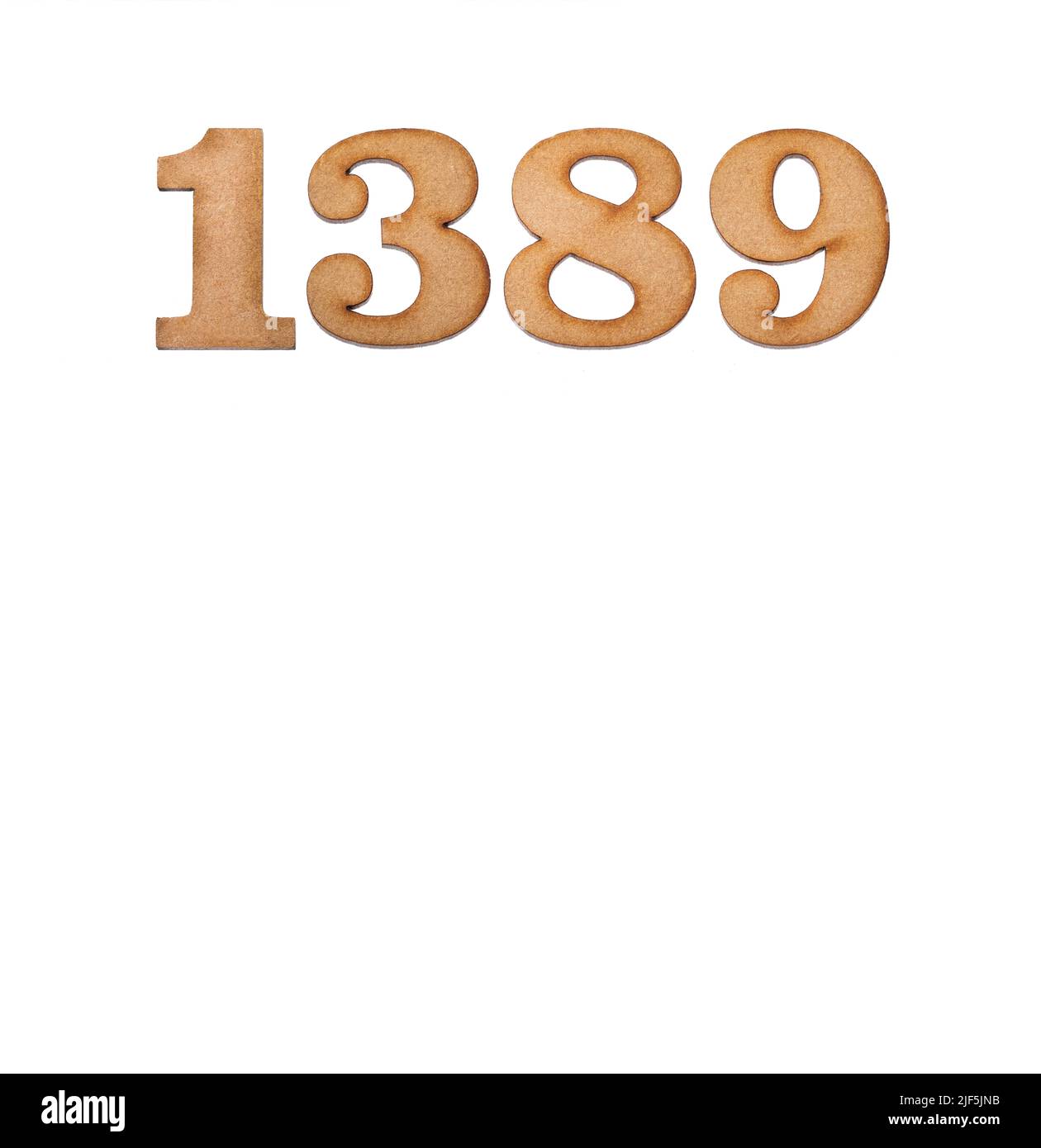 Number 1389 in wood, isolated on white background Stock Photo - Alamy