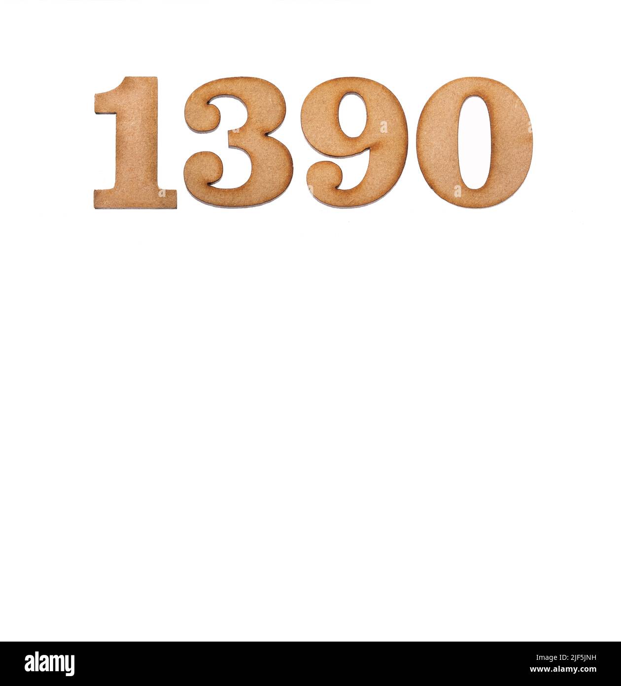 Number 1390 - Piece of wood isolated on white background Stock Photo ...