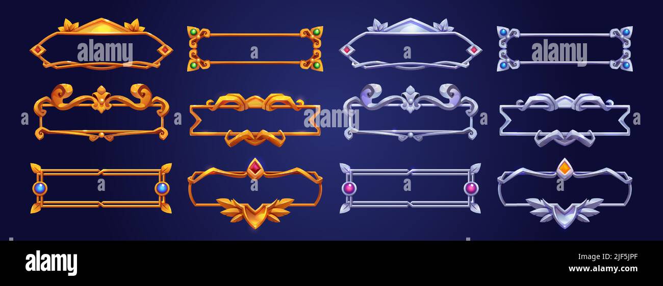 Empty gold and silver frames in medieval style for rpg game ui design ...