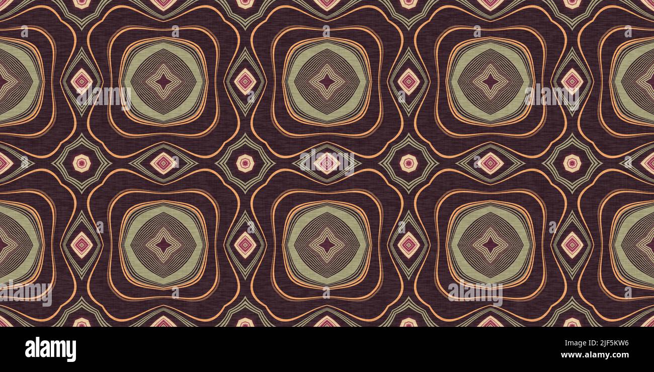 Earthy colours retro sixties geometric seamless border pattern in ...