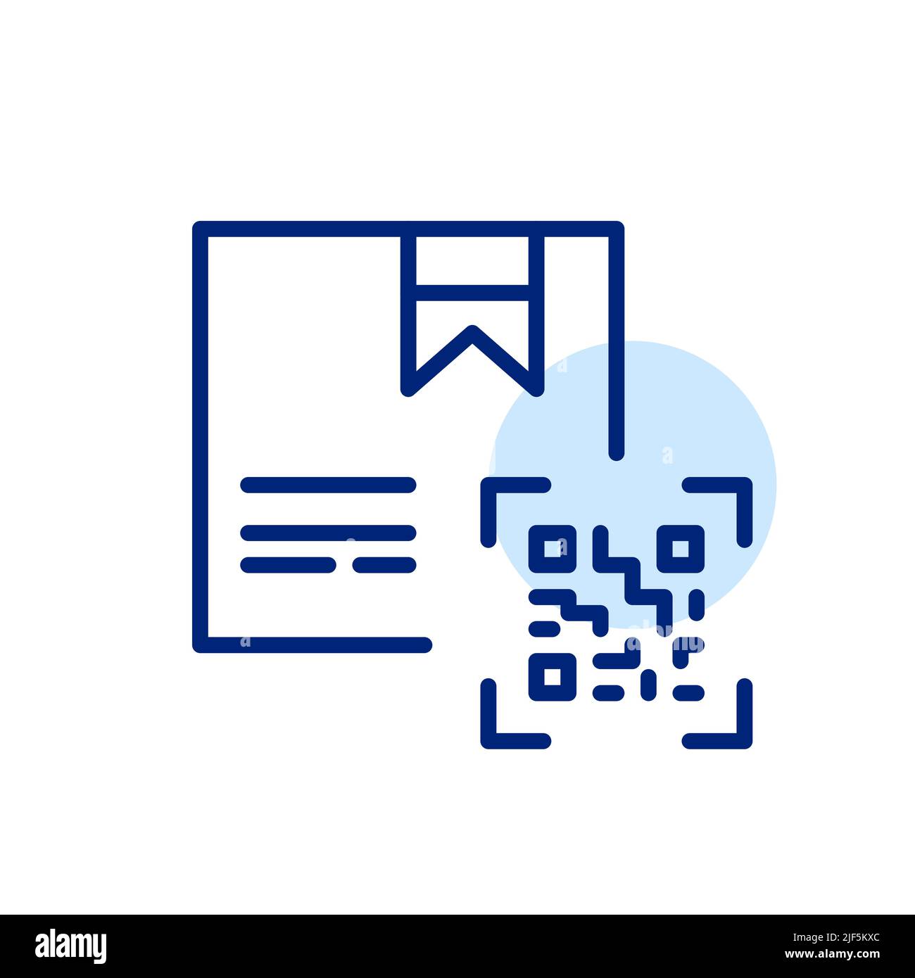 QR code on a parcel. Pixel perfect, editable stroke line art icon Stock ...