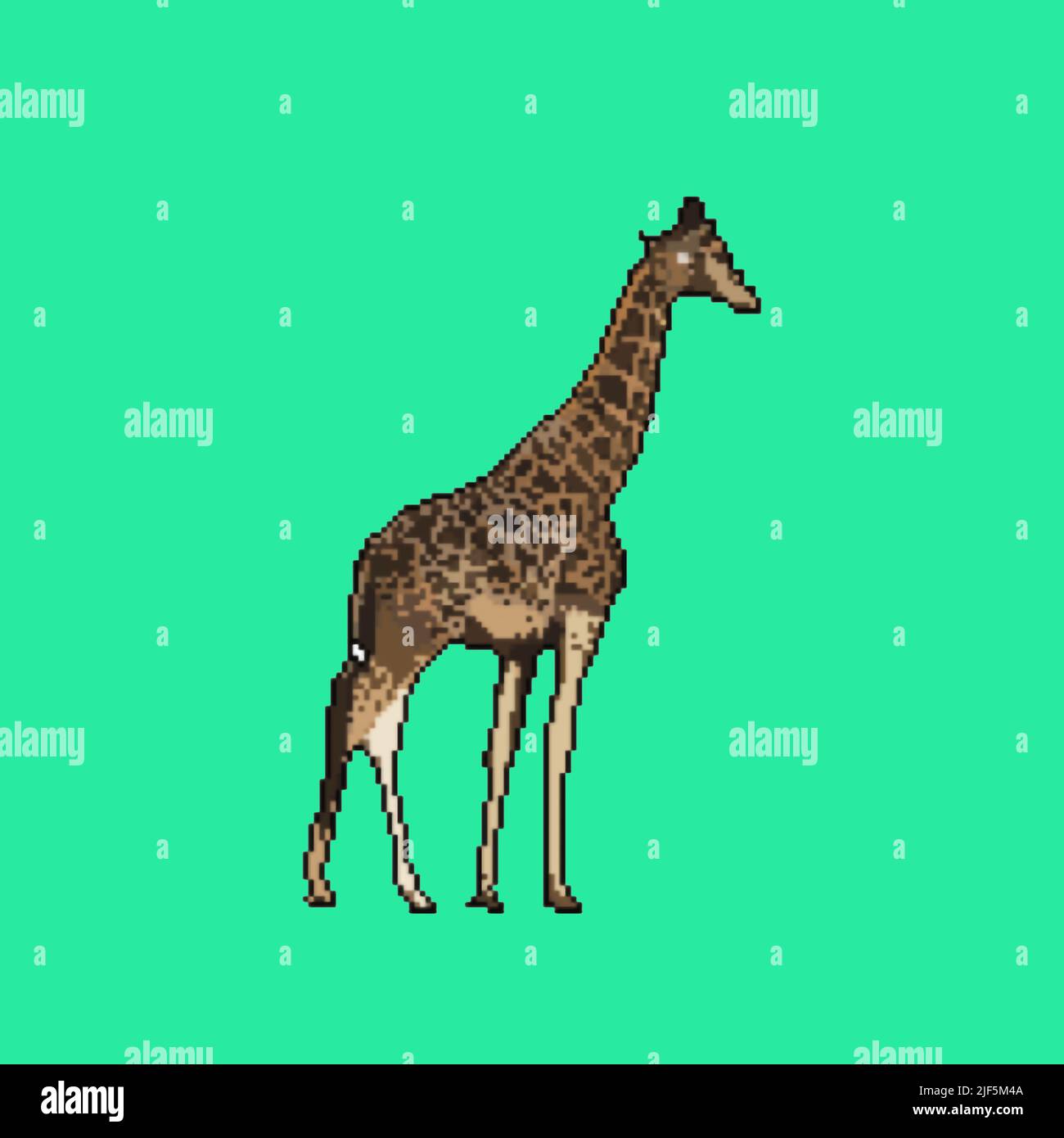 Pixel art giraffe on green background, 3D rendering Stock Photo - Alamy