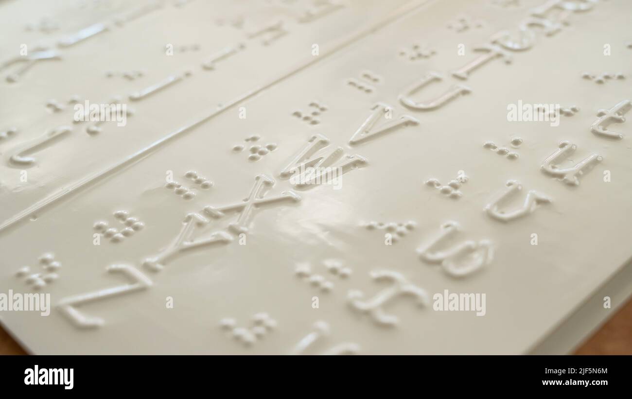 Close-up of a braille decoder with the English alphabet Stock Photo - Alamy