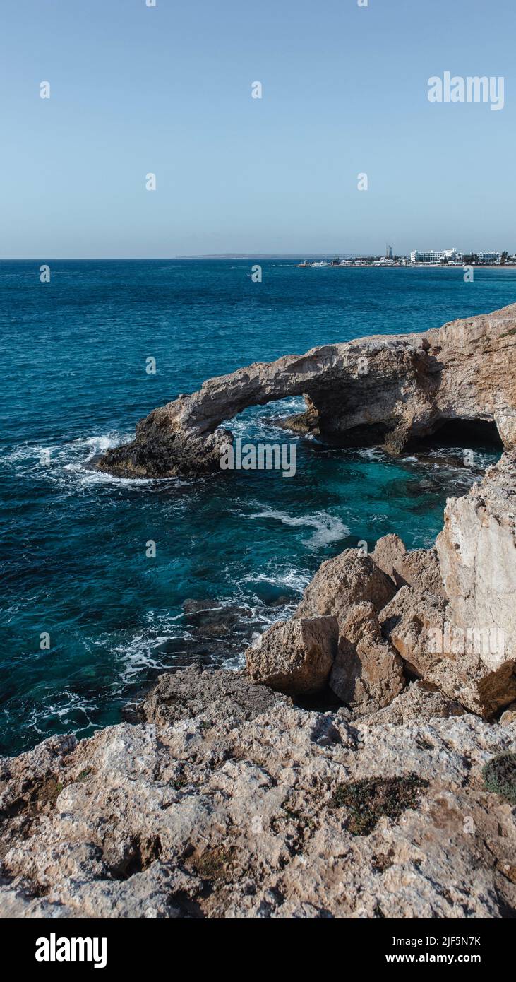 Beautiful seascape with sea cave arch love bridge in Ayia Napa, Cyprus ...