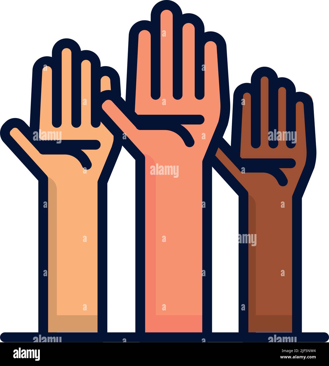 raised diverse hands Stock Vector Image & Art - Alamy
