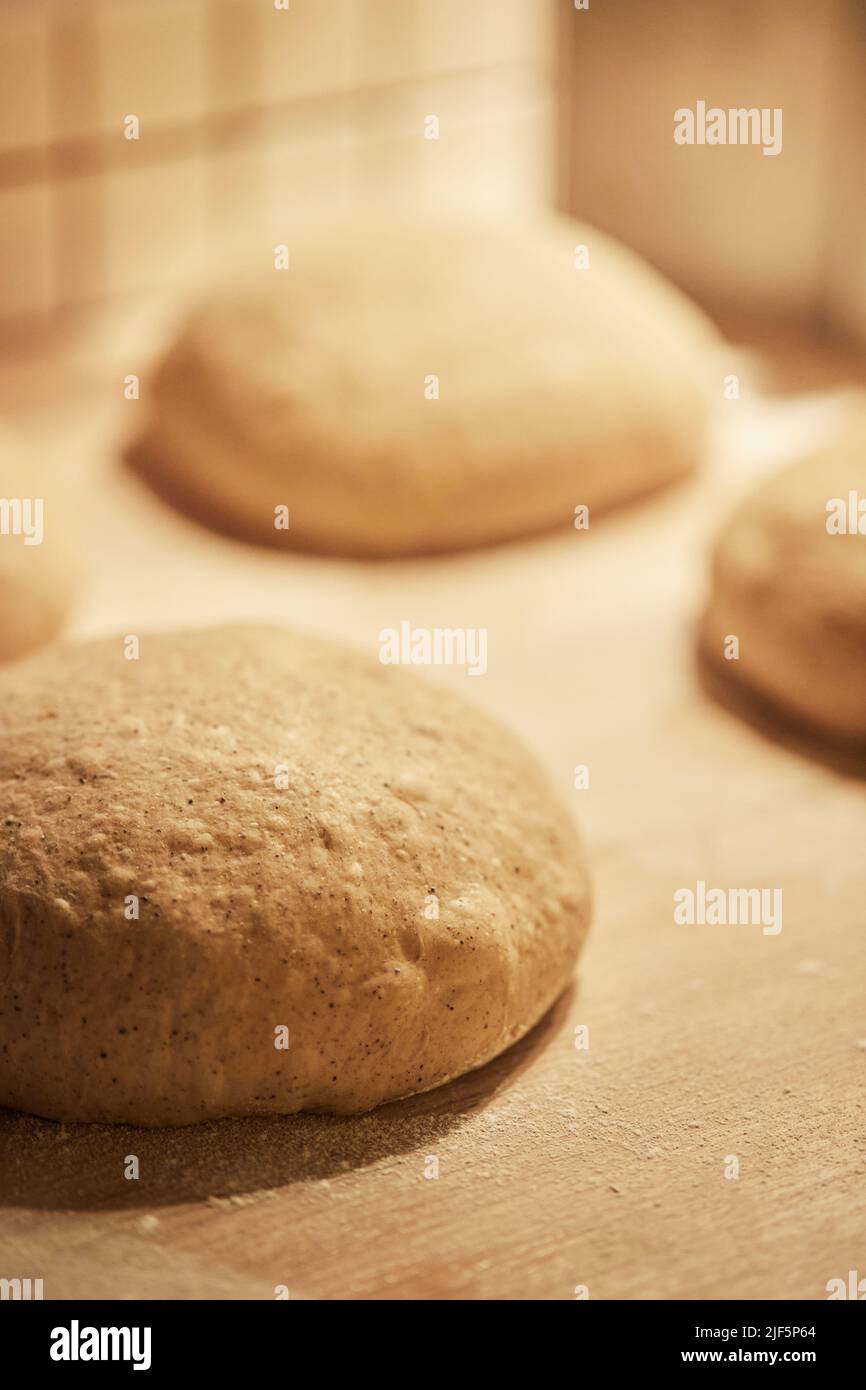 The process of making wheat bread at home. Dough shaping. The concept ...