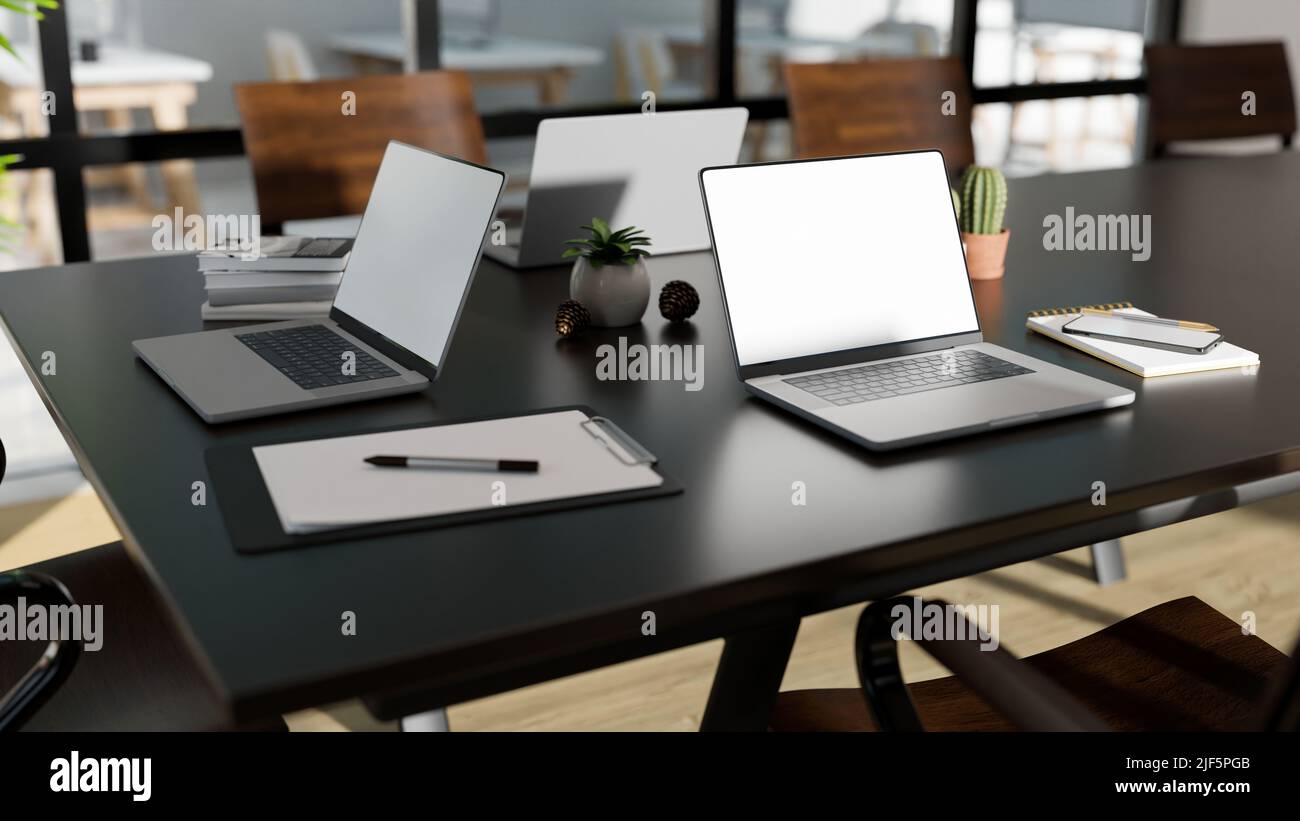 Modern meeting table in the conference or meeting room with portable ...