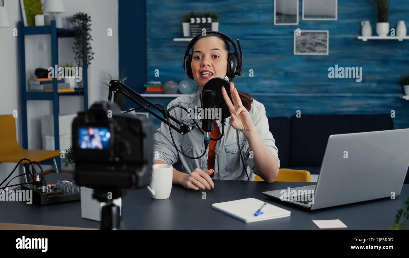 Famous internet podcaster getting ready for streaming while starting to ...