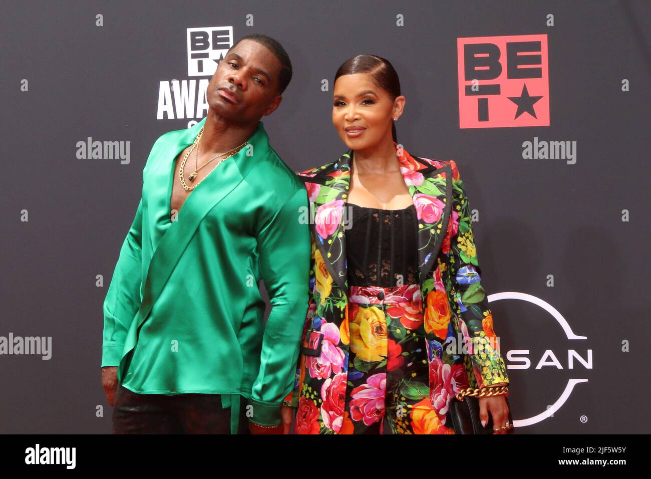 LOS ANGELES - JUN 26: Kirk Franklin, Tammy Collins at the 2022 BET ...