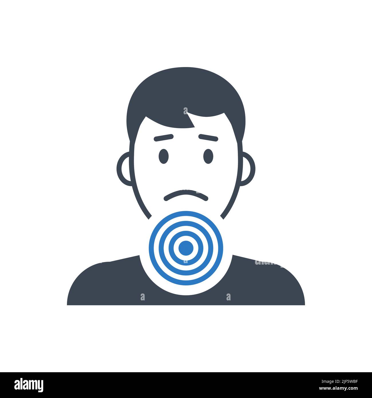 Sore Throat related vector glyph icon. Head of man with sore throat ...