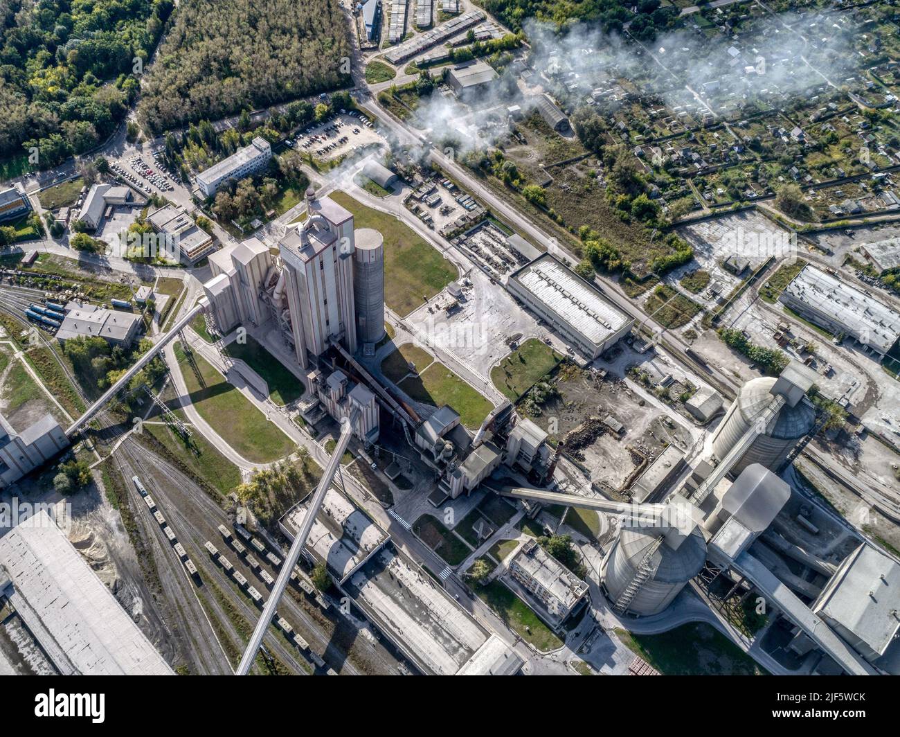 Modern powerful concrete plant at production process aerial Stock Photo ...