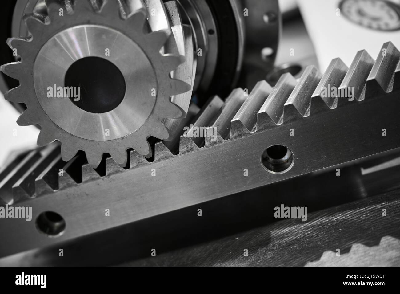 Transmission with metal cogwheel in assembling workshop Stock Photo - Alamy