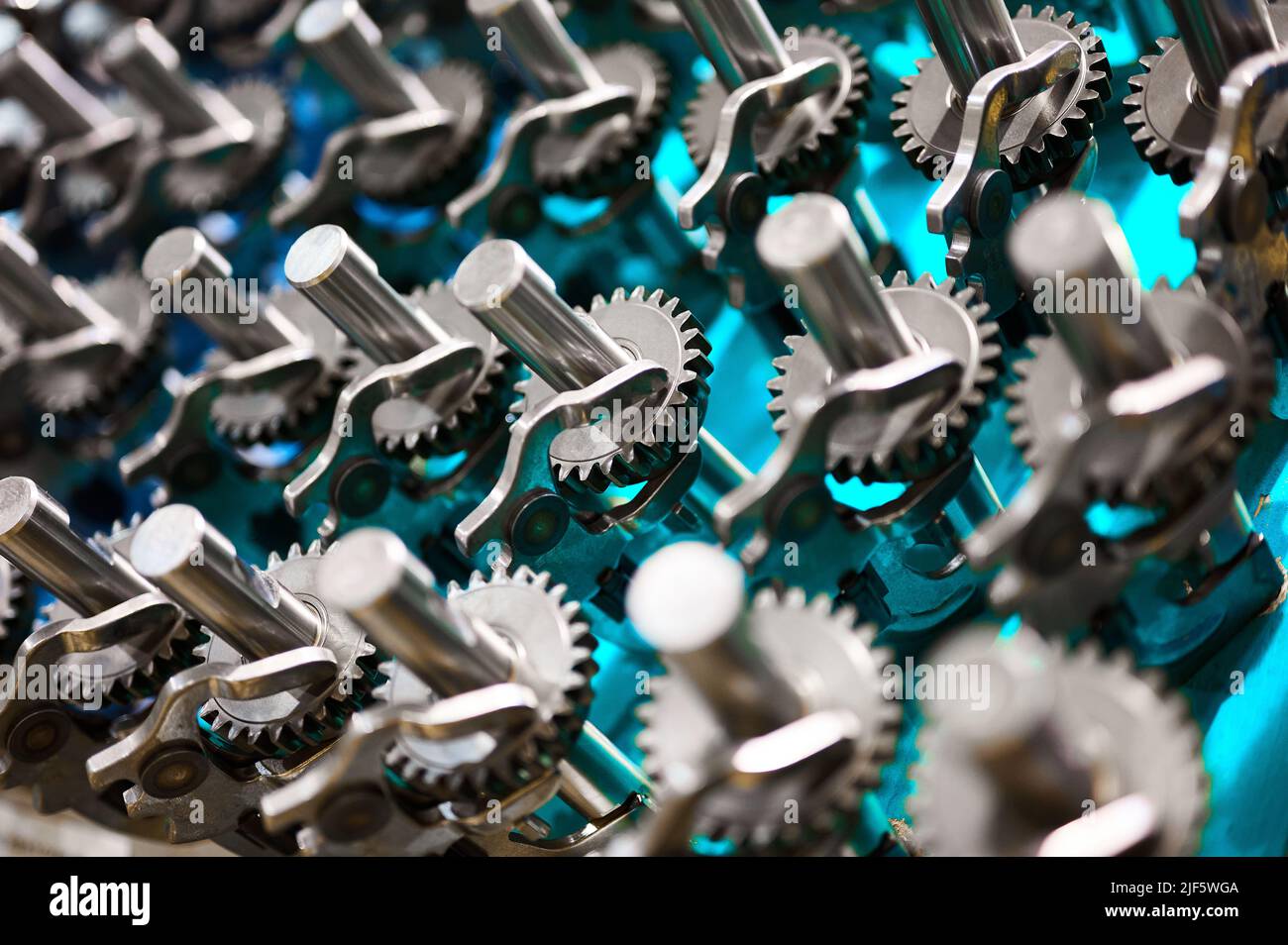 Gear shafts for automobile engine gearbox in production shop Stock ...