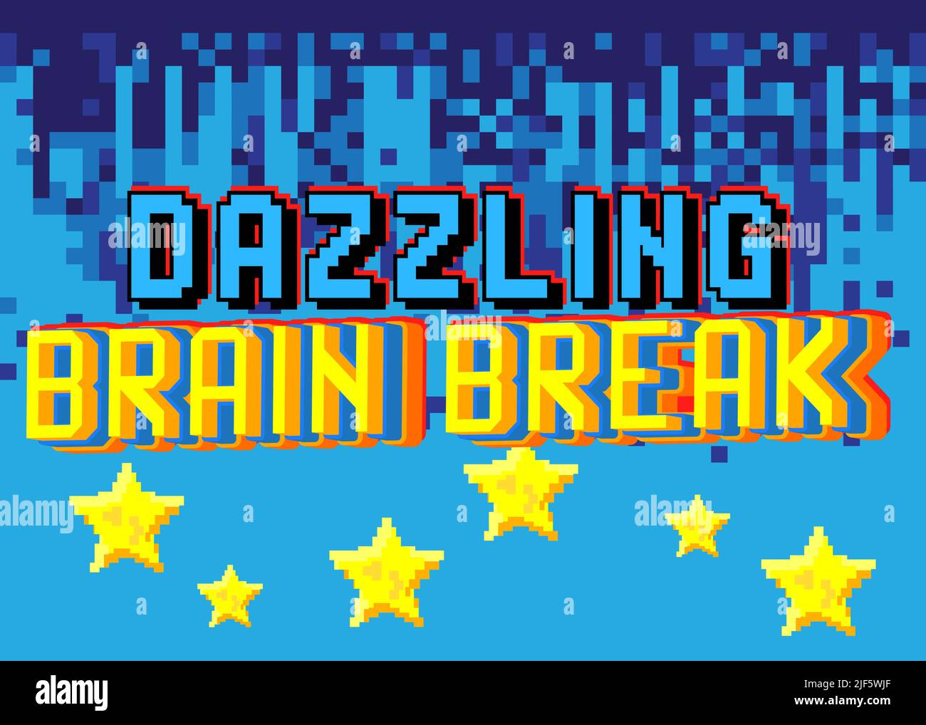 Dazzling Brain Break. Pixelated word with geometric graphic background ...