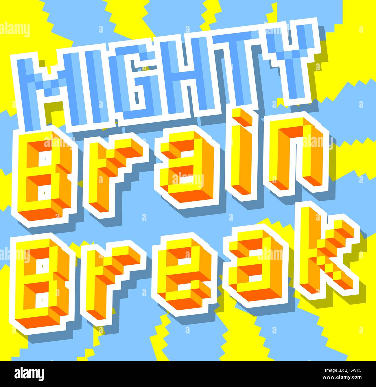 Mighty Brain Break. Pixelated word with geometric graphic background ...