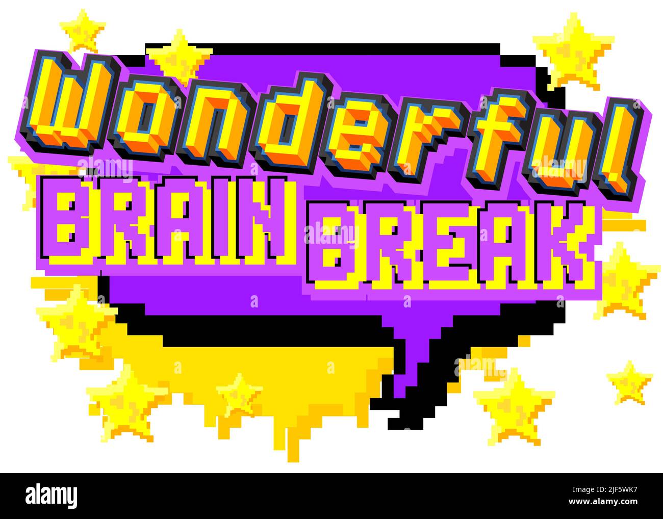 Wonderful Brain Break. Pixelated word with geometric graphic background ...