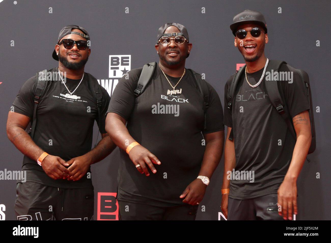 Los Angeles, CA. 26th June, 2022. Myko McFly, Mook, Vee at arrivals for ...