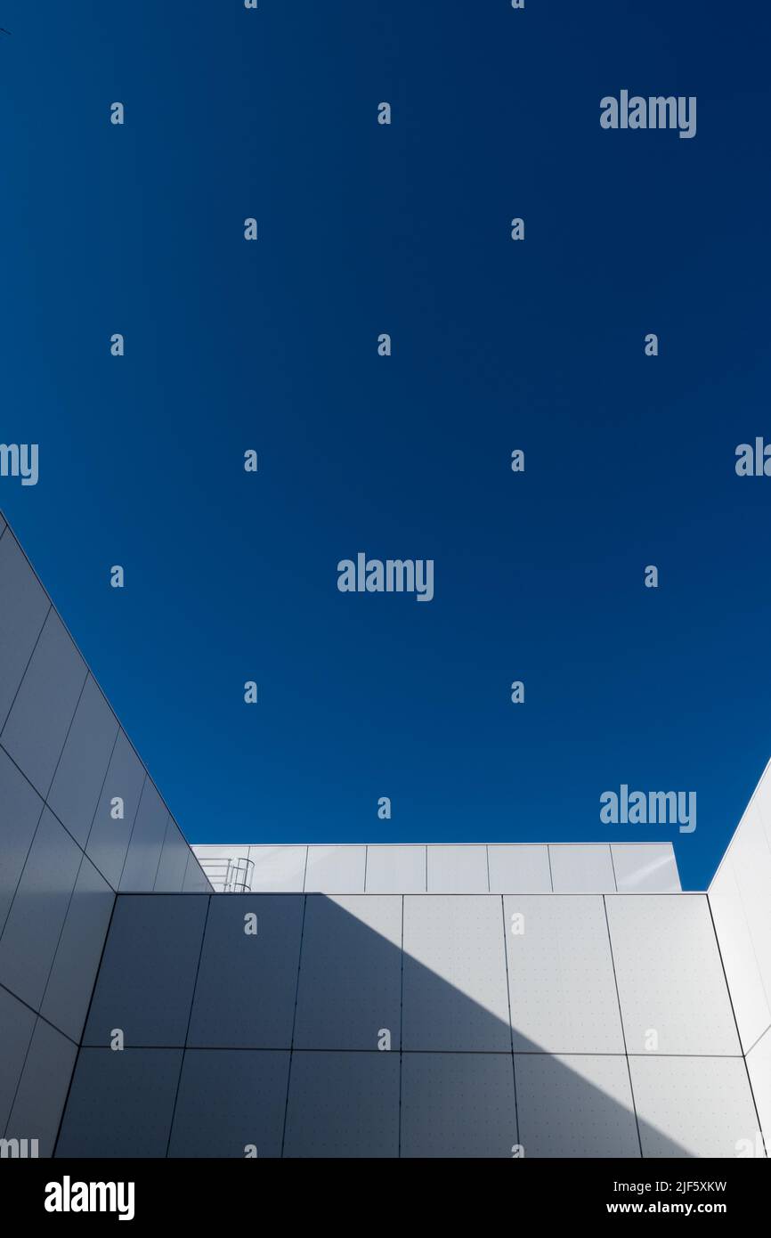 Details of a white modern public building. Subject photographed against ...