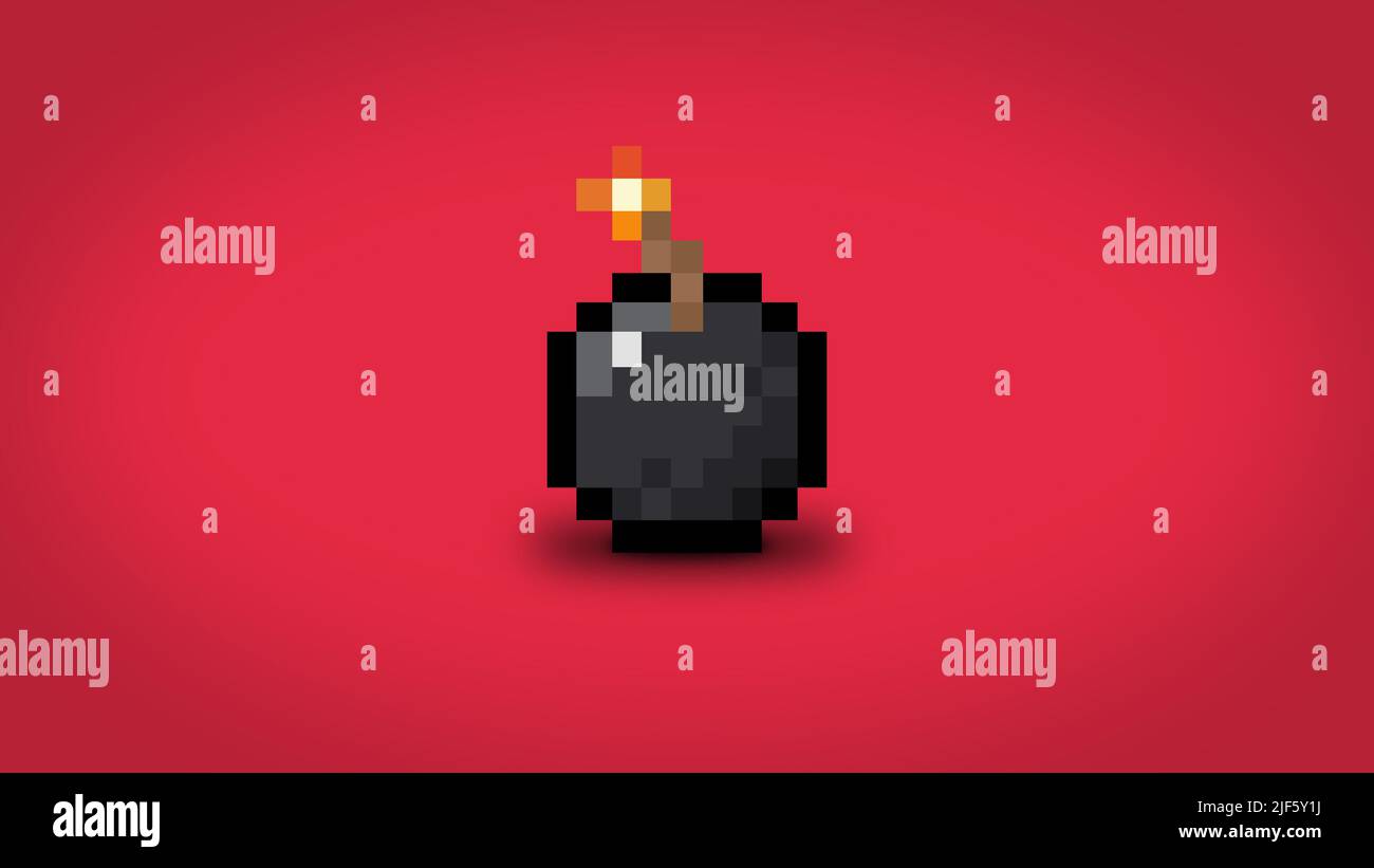 One pixel 8 bit bomb on red background - high resolution wallpaper ...