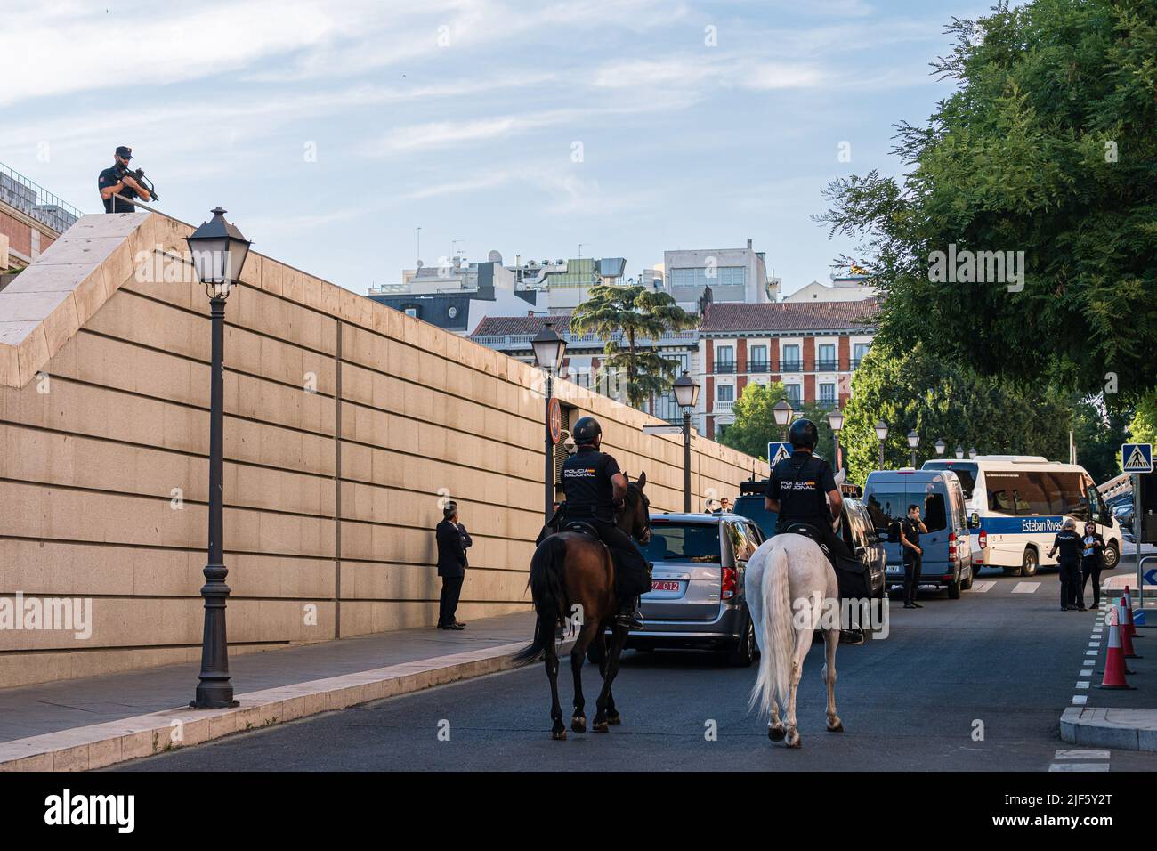 Madrid, Spain. 29th June, 2022. Mounted Spanish national police ...