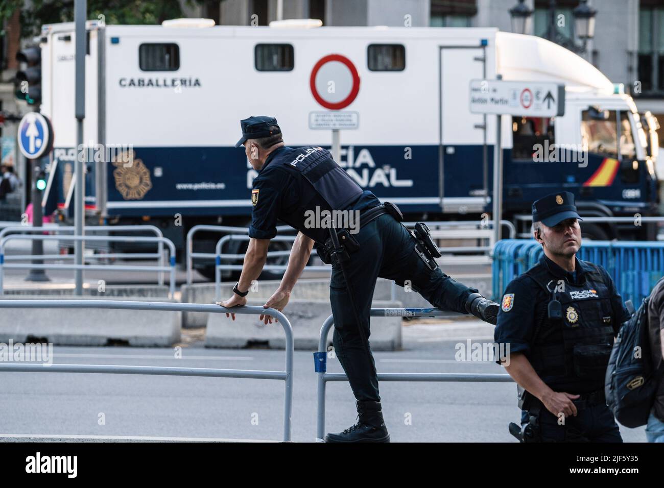 Madrid, Spain. 29th June, 2022. A Spanish national police officer ...