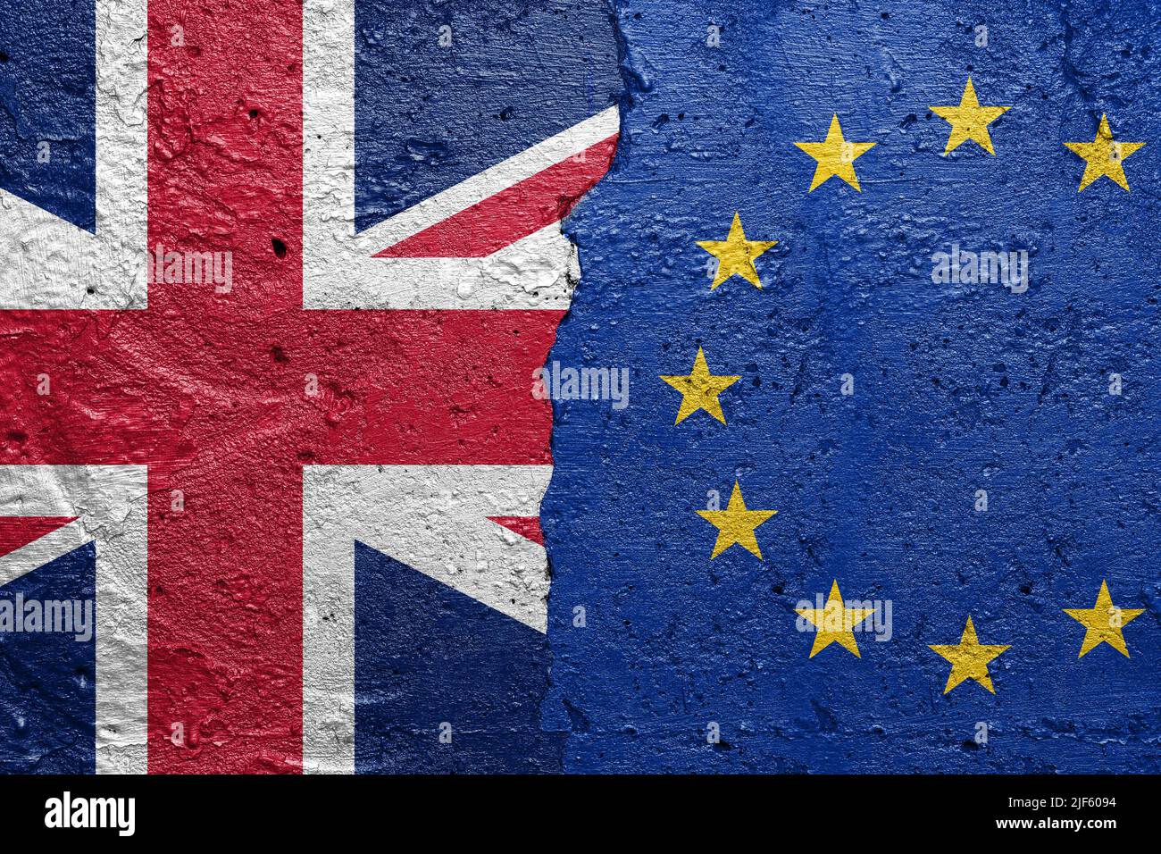 United Kingdom England vs European Union - Cracked concrete wall ...