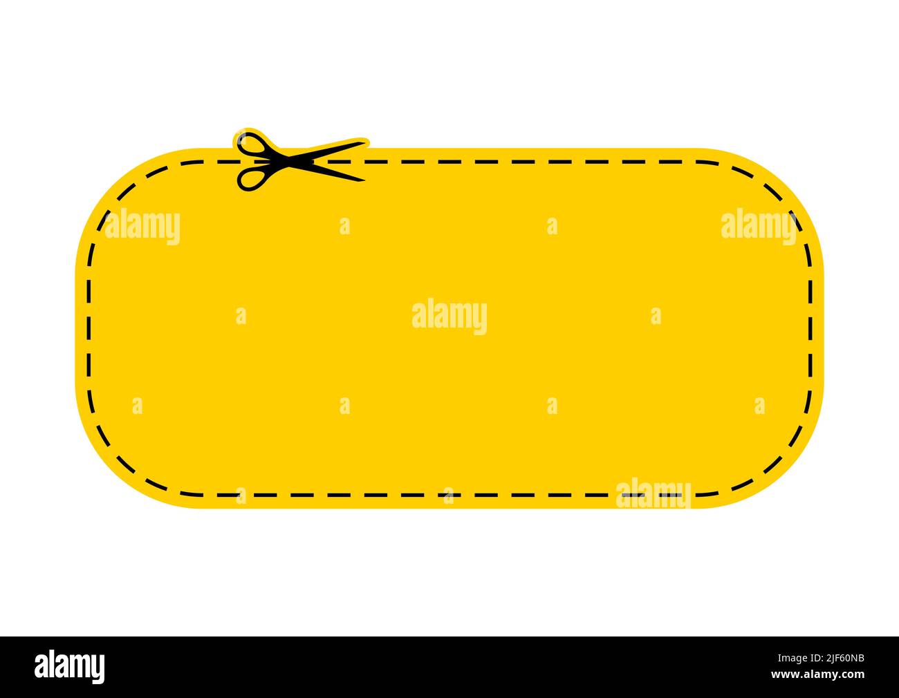 Scissors cut yellow coupon dotted line with dash icon Stock Vector ...