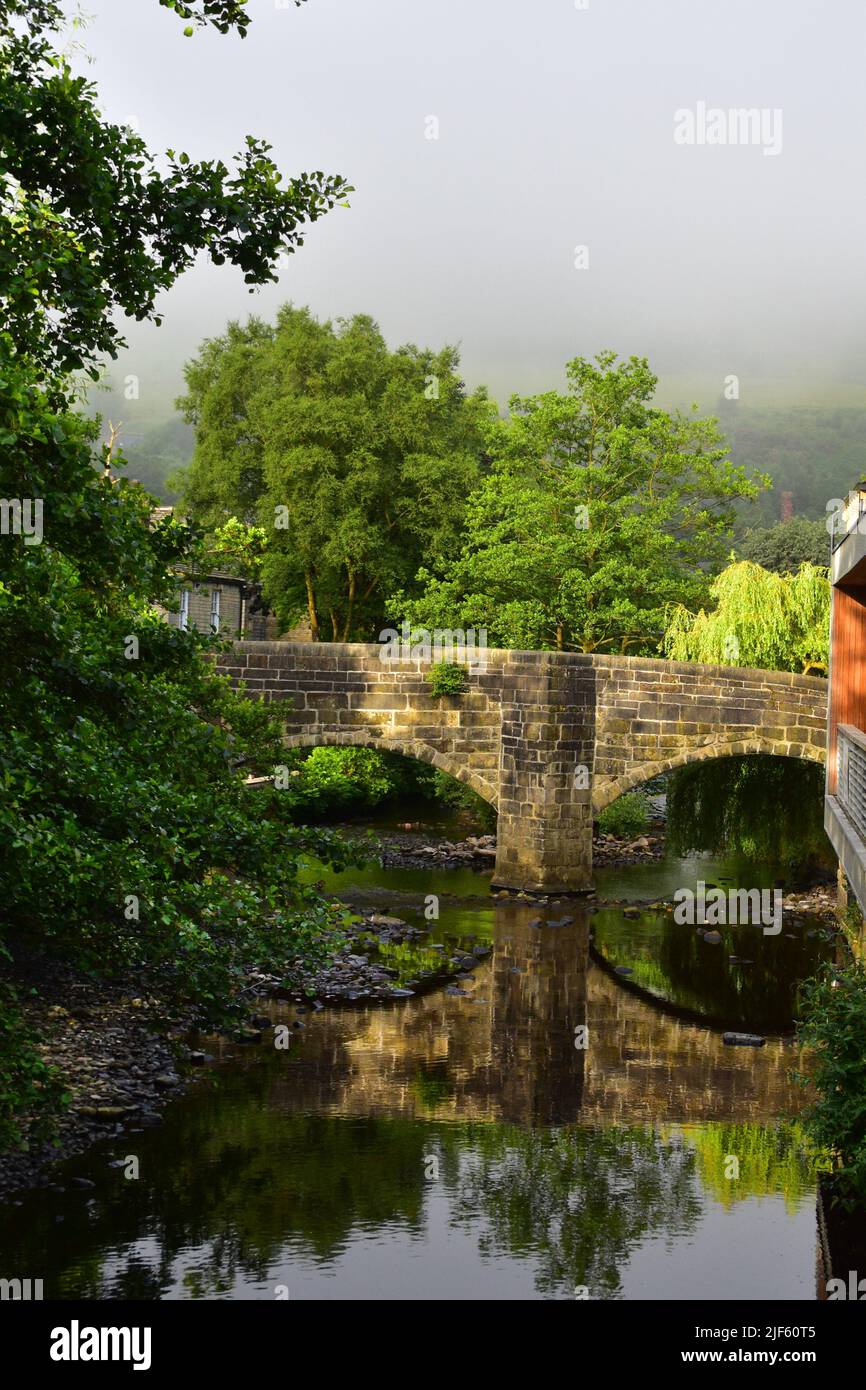 Packhorse Bridge, Hebden Bridge, Calderdale, West Yorkshire Stock Photo ...