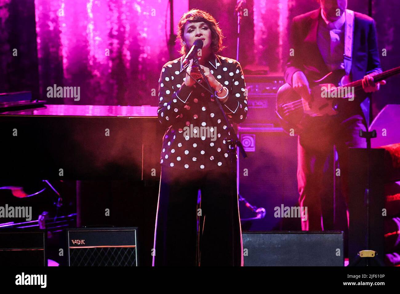 LOS ANGELES, CALIFORNIA, USA - JUNE 29: American singer-songwriter Norah Jones performs on stage ...