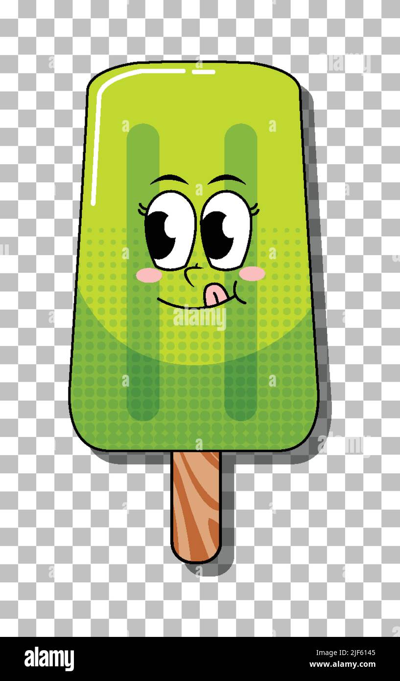 Green ice cream cartoon character isolated illustration Stock Vector ...